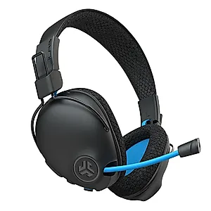 JLab Play Pro Gaming Wireless Headset, 60+ Hour Bluetooth 5 Playtime 60ms Super-Low Latency for Mobile Gameplay, Retractable Boom Mic, AUX Gaming Cord Compatible with Gaming Consoles