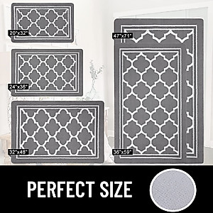Buganda Indoor Door Mat, Resist Dirt and Absorbent Entrance Mat, Anti-Slip, Low Profile Inside Floor Mat Doormat for Entryway (32x20 inches, Grey)