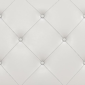 DHP Dakota Upholstered Platform Bed with Underbed Storage Drawers and Diamond Button Tufted Headboard and Footboard, No Box Spring Needed, Queen, White Faux Leather