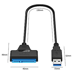 Cotchear USB 3.0 to SATA III Hard Drive Adapter Cable, 15 + 7 Pin Portable Adapter Cord 22 pin USB Cable 3.0 to SATA Adapter for 2.5 inch HDD SSD Hard Drive