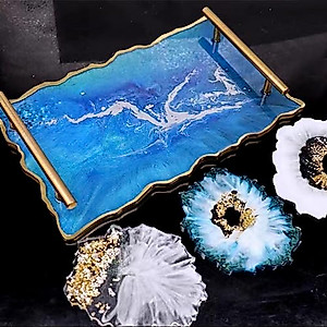 Epoda 5pcs Resin Tray Molds, Silicone Tray Mold, Irregular Rectangle Silicone Tray Mold with Handles, Designed for Making Large Epoxy Resin Coasters and Tea Trays