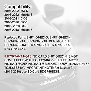 SD Card GPS Navigation Map BHP1-66-EZ1N Compatible with Mazda: 3, 6, Cx3, Cx9, Cx5. USA/CAN/MEX Maps Accessories Sport/Touring/Grand Touring (BHP166EZ1N), Black