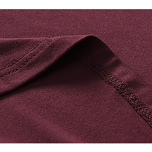 Esenchel Women's Short Sleeve Tunic Shirt Loose Fit Leggings Top L Wine Red