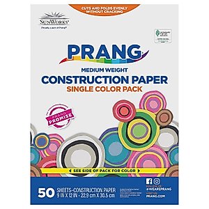 SunWorks 6303 Construction Paper, 58 lbs., 9 x 12, Black, 50 Sheets/Pack