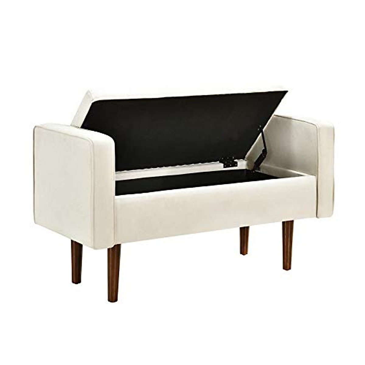 Home Fare Mid Century Upholstered Bench with Storage - Cream Fabric