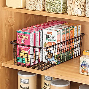 mDesign Metal Wire Food Storage Basket Organizer with Handles for Organizing Kitchen Cabinets, Pantry Shelf, Bathroom, Laundry Room, Closets, Garage - Omni Collection, Bronze