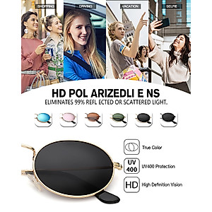Pro Acme Retro Oval Metal Polarized Sunglasses for Women Men Small Trendy 90s Vintage (Gold/Grey)
