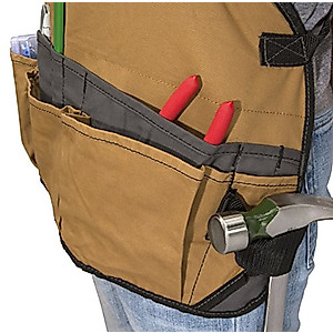 Dickies 16-Pocket Workshop Bib Apron, Durable Canvas Construction, Reinforced Edges, Adjustable Belt, Grey/Tan