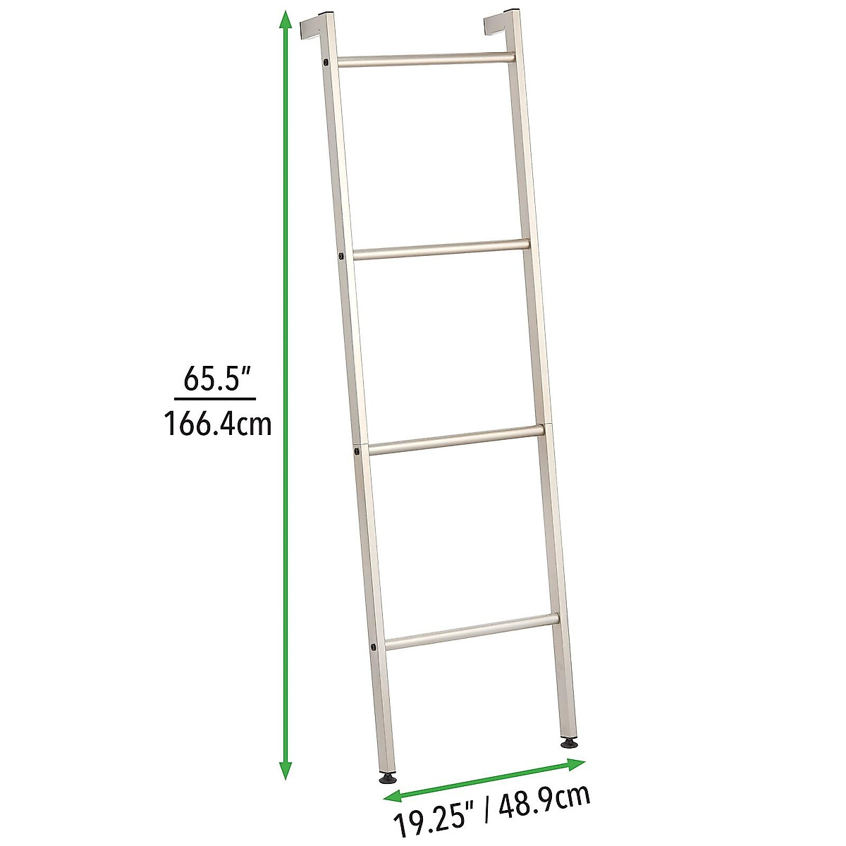 mDesign Metal Leaning Blanket and Towel Ladder - Blanket Ladder for Bedroom and Towel Ladder for Bathroom - Throw/Quilt Display Holder Rack - Nursery Wall Ladder - Blanket Ladder Decor - Satin