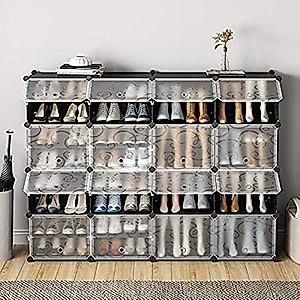 Stylish and Space-Saving Shoe Rack Organizer with Doors - Perfect for Organizing Your Shoes (72 Pairs), Easy to Assemble, Multi-Functional Shoe Storage Cabinet for Closet, Entryway, Garage, Stackable Design, Durable Metal Frame