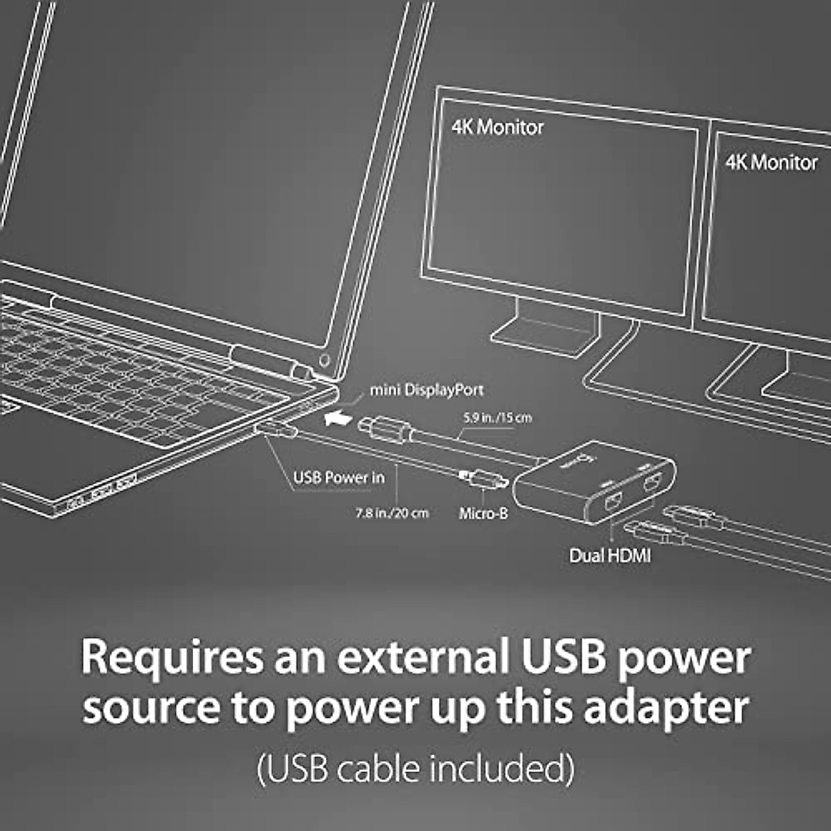 j5create Mini DisplayPort to Dual 4K HDMI MST Adapter, Compatible with Microsoft Surface Pro 2, Surface Book, HP OMEN 15-CE051NR and More (JDA156)