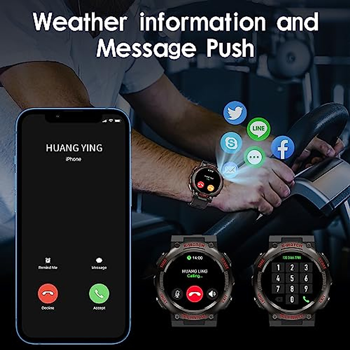 Kingstar Smart Watches for Men - 1.32" Full Touch Smart Watch for Android iPhone | IP67 Waterproof Fitness Tracker Outdoor Bluetooth Watch with Heart Rate Sleep Monitor AI Voice (Answer/Dial Calls)