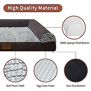 KIYUMI Dog Sofa Bed Orthopedic Waterproof Dog Bed with Removable Washable Cover,Egg Crate Foam Pet Bed Mat,Pet Bolster Couch Pet Beds for Extra Large Dogs
