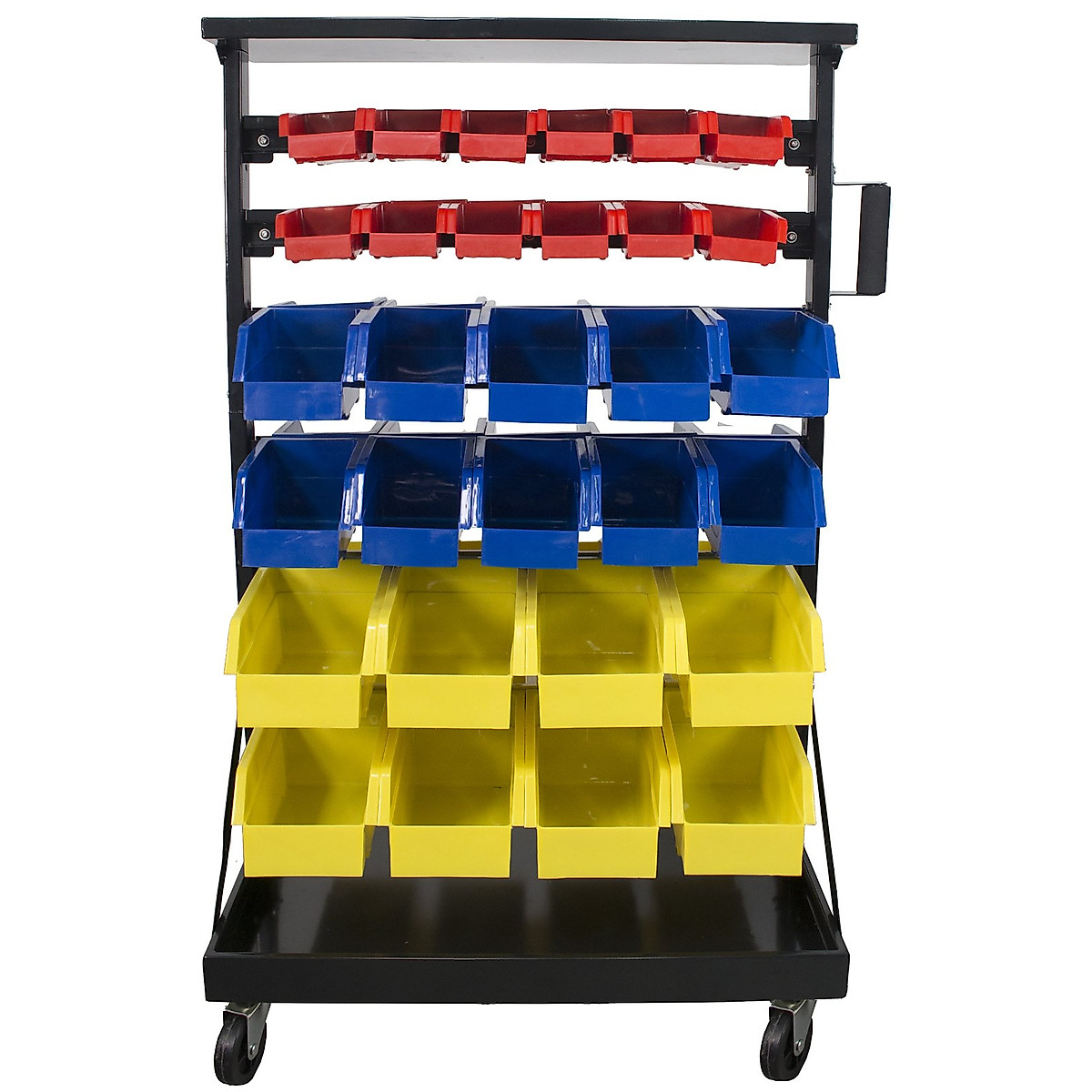 Erie Tools TLPB04 60 Parts Bin Storage Shelving with Locking Wheels for Shop Garage or Home Storage