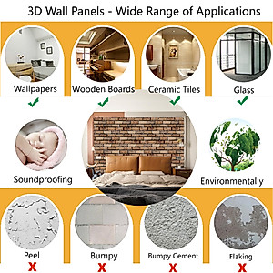 Veczom 3D Wall Panels Peel and Stick 3D Brick Wallpaper Peel and Stick Interior Wall Décor,10 Pack Waterproof Wall Panel PVC Stone Wall Panels for Living Room,Lobby Bedroom Hotel Office Decoration