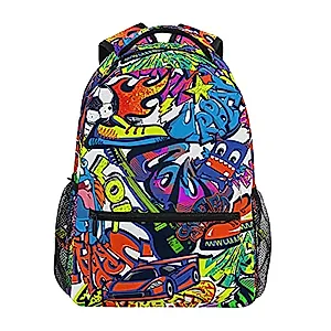 Tarity Cool Graffiti School Backpack For Kids Boys Girls Children Small Travel Bag Students Teenagers Bookbags Novelty Pattern Durable Backpack Laptop Computer Bag