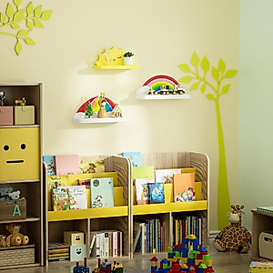 Veluckin Floating Shelves for Kids Room Nursery Wall Decor Display Compact Style for Livingroom Bedroom Bathroom，3 Pack，C1