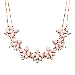 JERTOCLE Holiday Necklace for Women Crystal Mardi Gras St.Patrick's Day Flower Collar Necklace Rhinestone Carnival Lucky Bib Choker Necklace Festive Party Jewelry Gifts (Pink)