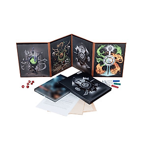 Hexers Game Master Screen, Compatible with Dungeons and Dragons, DND DM Pathfinder RPG Role-Playing, 4 Customizable Panels Inserts Included That Slide into The Pouches, Dry Erase Tracker Sheet