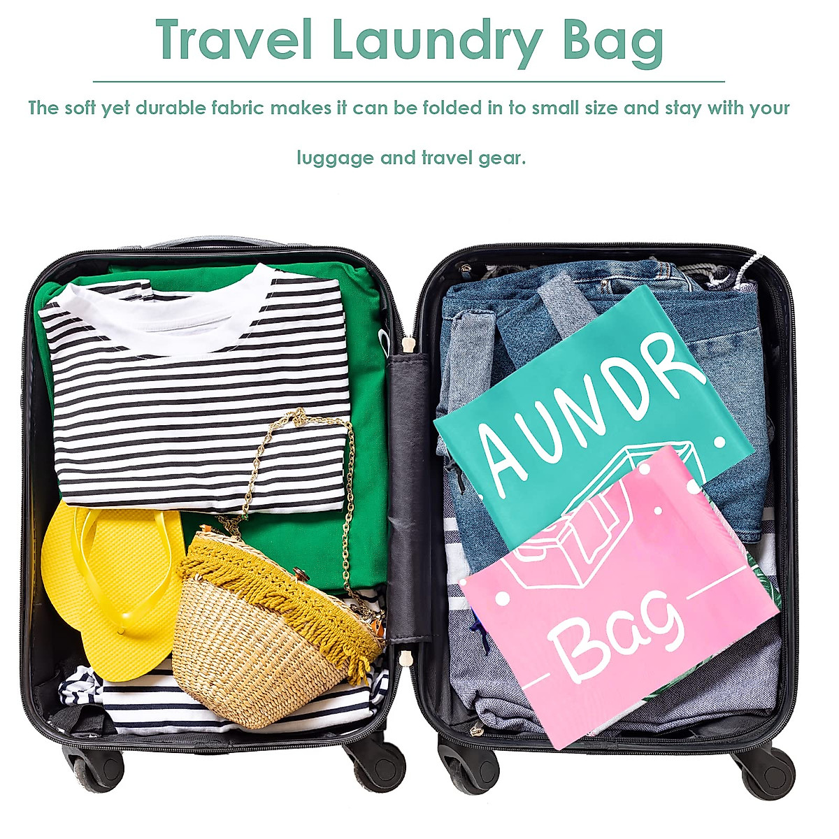 2 Pack Extra Large Travel Laundry Bags with Drawstring, Waterproof XL Laundry Bags for Dirty Clothes Suitcase, Gym Clothes, Machine Washable Camp Dry Wet Laundry Bag Sleepaway Suitable for Fitness