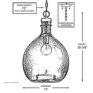Urban Ambiance Luxury Modern Farmhouse Pendant Light, Medium Size: 20.375" H x 13" W, with Mediterranean Style Elements, Olde Bronze Finish, UHP2771 from The Hobart Collection
