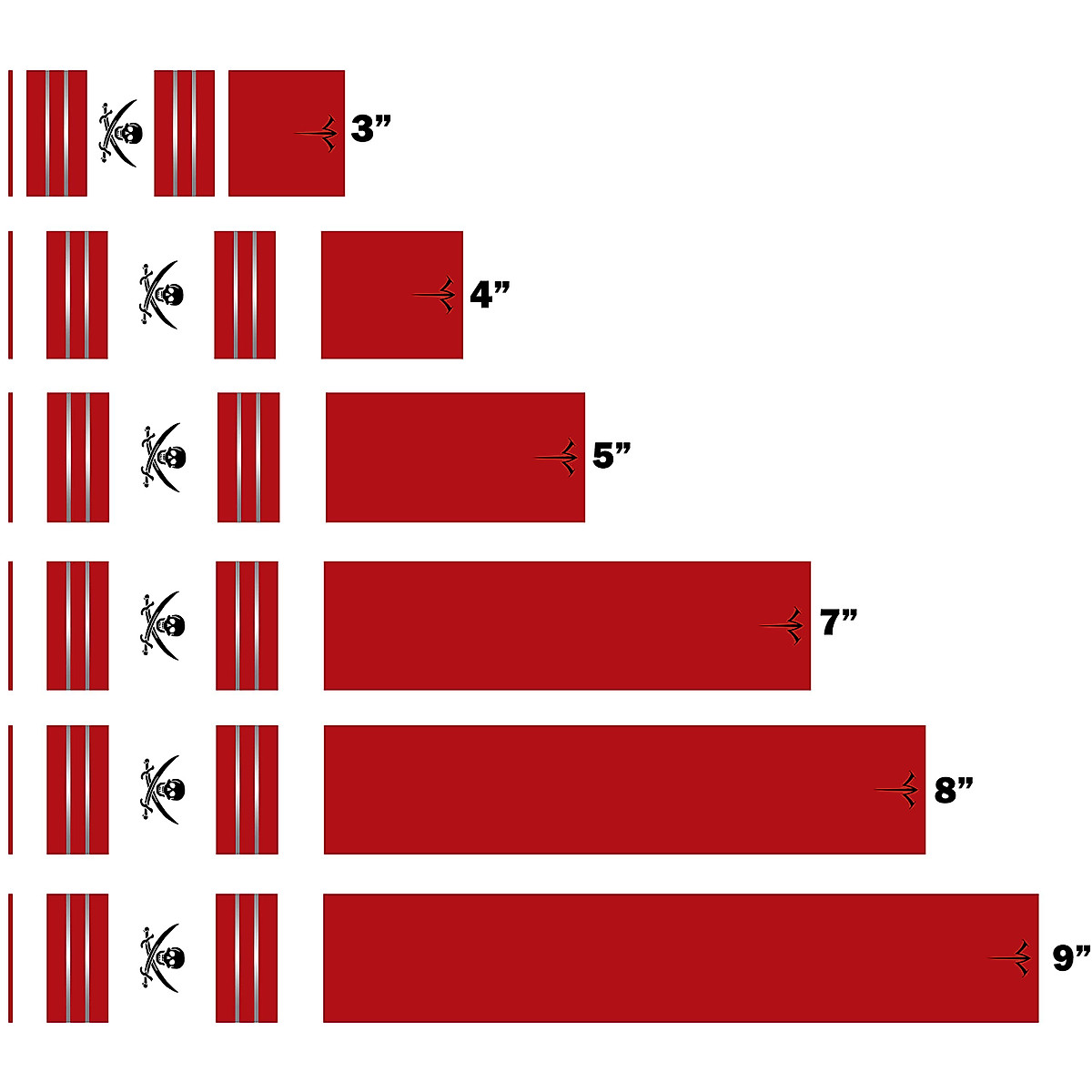 White Water Archery Non-Laminated Skull and Swords Calico Jack Red Flag Traditional Arrow Wraps 15 Pc Choose Length Width (8, 1.12)