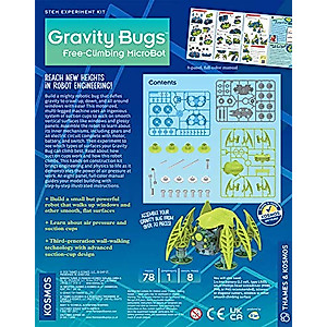 Thames & Kosmos Gravity Bugs Free-Climbing MicroBot | Build a Robotic Wall-Crawling Bug | Explore STEM Lessons in Air Pressure, Suction | Hands-on Physics & Engineering Construction Kit, Blue
