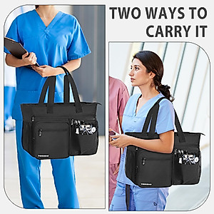 TORIBIO Nurse Bag for Work, Home Care Nursing with Padded Laptop Sleeve, Multi Pocket Shoulder Portable Storage Tote Bag for Working/Teacher/Students/Clinical