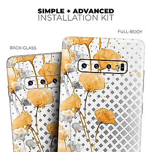 DesignSkinz Karamfila Yellow & Gray Floral V8 Protective Vinyl Decal Wrap Skin Cover Compatible with The Samsung Galaxy S20 (Screen Trim & Back Glass Skin)