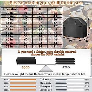 Aoretic Grill Cover, 44inch BBQ Gas Grill Cover for Outdoor Grill, Charbroil Grill Cover Barbecue Waterproof, Anti-UV with Hook-and-Loop and Hem Rope for Weber Char-Broil Monument, Dyna-glo Nexgrill