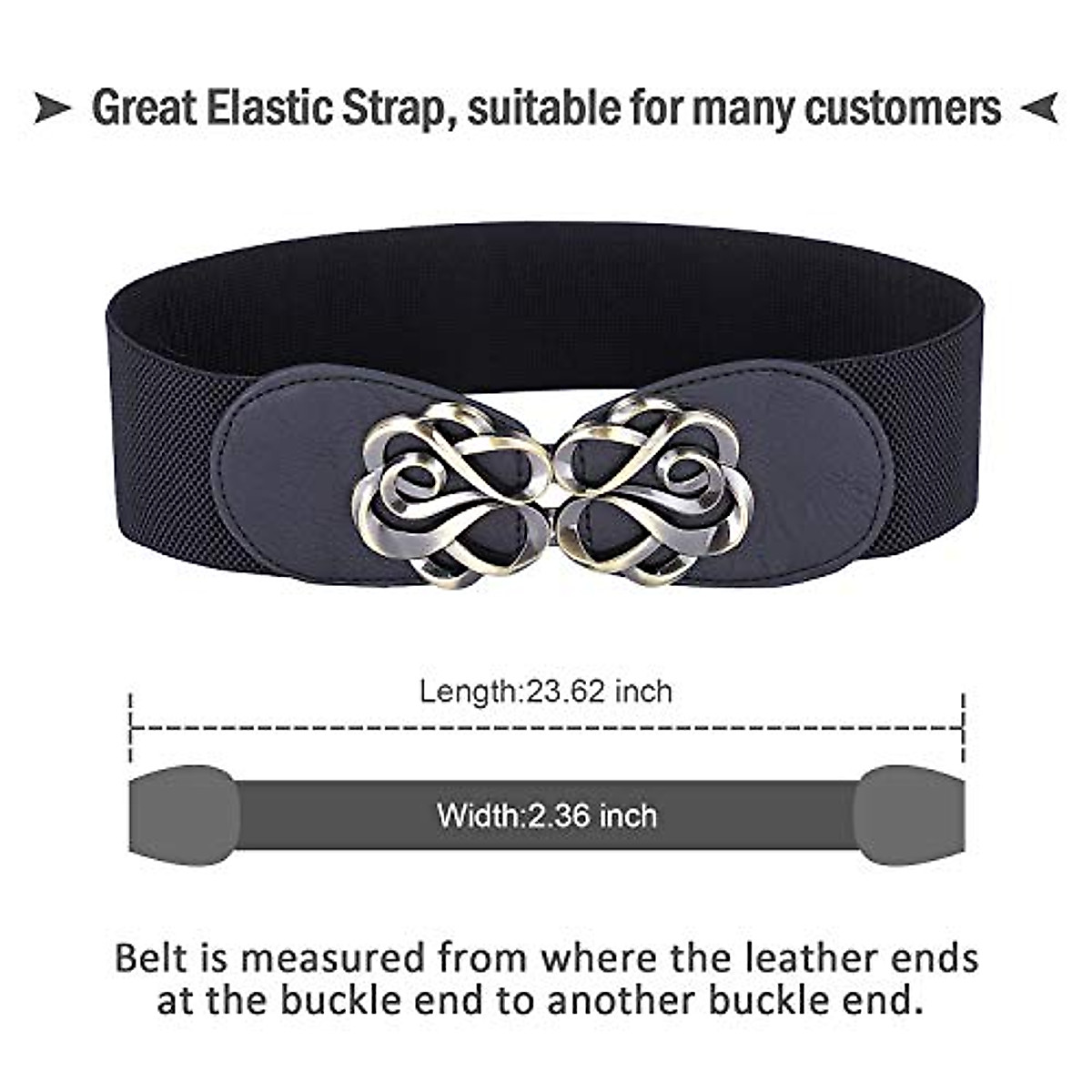 GRACE KARIN Belle Accessories Womens Floral Elastic Stretch Waist Belt Plus Size XX-Large, Black (CL0413-1)
