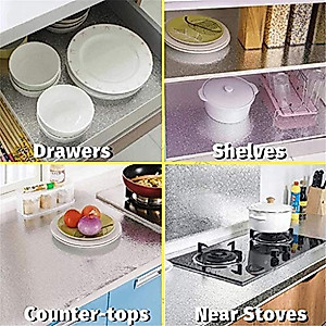 N&A Kitchen PVC Self-Adhesive Wallpaper, Oil-Proof Foil Wall Sticker, Stove Countertop Waterproof High Temperature Resistant Stickers, Cabinet Aluminum Drawer Sticker（15.74×118.11inches）