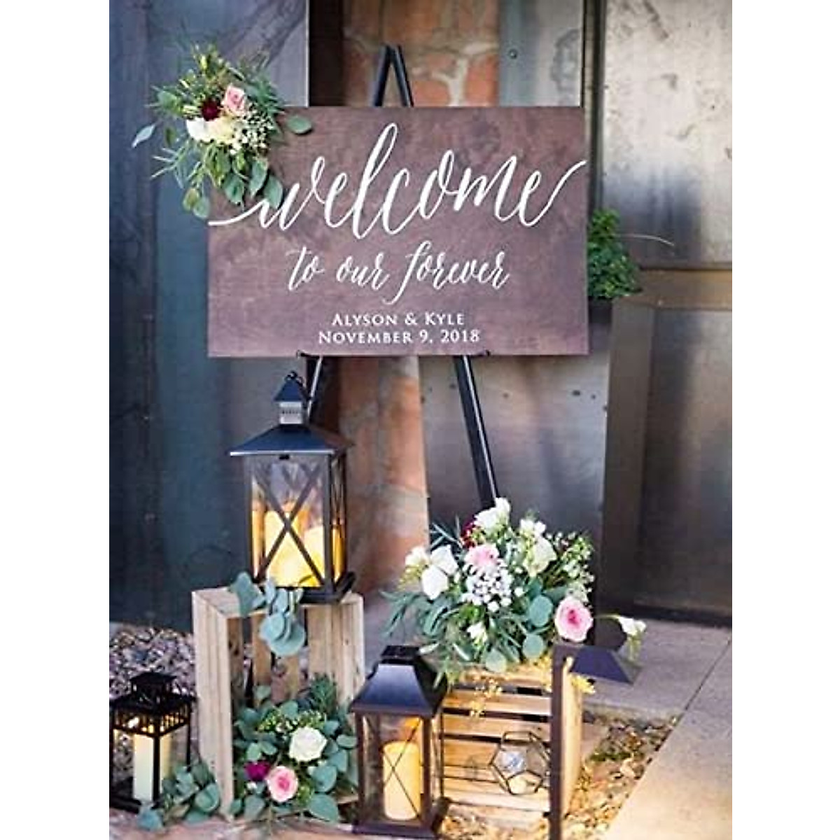Custom Wooden Welcome Sign for Rustic Weddings: Display Date & Couple Name, Personalized Welcome Wedding Sign, Weathered Oak Stain Wood Sign, Wedding & Reception Decorations