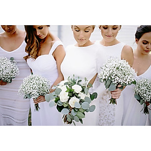 Artificial Flowers Baby's Breath Gypsophila Real Touch Flowers for Wedding Party Home Garden Decoration (White - Pack of 6pcs)