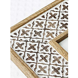 Afuly 5x7 Picture Frame Distressed Moroccan Relief Boho Picture Frames Shabby Chic Oak 3D Cross Pattern, Wood Photo Frames for Wall and Tabletop, Wedding Birthday Gifts for Mom Family Friends