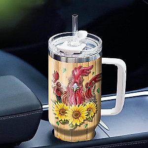 WAZONE Personalized Funny Chickens Flowers You Smell Like Drama And A Headache Floral Rooster Tumbler with Lid 40oz Stainless Steel Custom Name Best Gifts For Farmer Girls Women Birthday Christmas