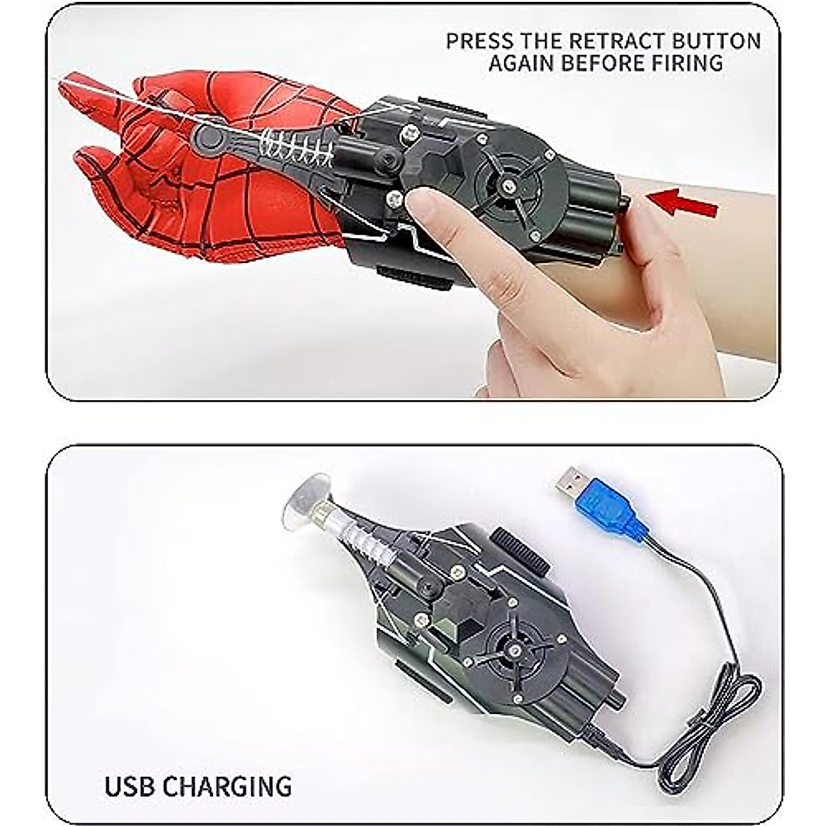 QHJIU Spider Web Shooter, Real Web Slinger That Actually Shoots for Kids, Cool Toy Things for Superhero Fans