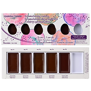 Kuretake GANSAI TAMBI GRANULATING COLOR 5 colors set, Watercolor Paint Set, Professional-Quality for Artists and Crafters, AP-Certified, for Adult, Made in Japan