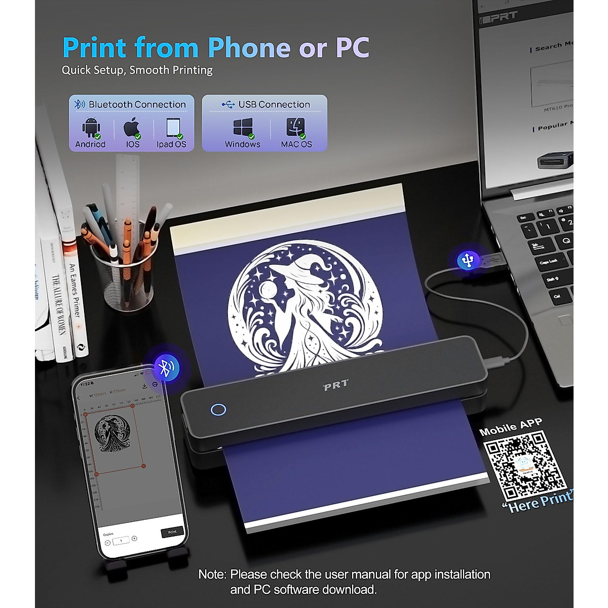 PRT Shipping Label Printer - 150mm/s 4x6 Desktop Thermal Label Printer for Shipping Packages, Small Business, USPS, FedEx, Shopify, Etsy, Amazon, Ebay