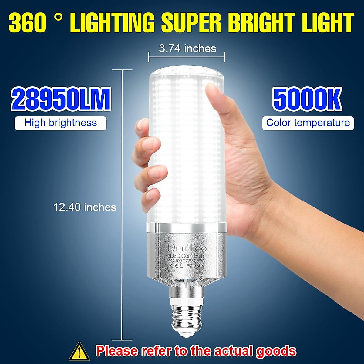 DuuToo 1000Watts Equivalent LED Corn Light Bulbs 200W E39 Mogul Base Lamp 5000K Daylight Super Bright 28950Lumens Indoor Large Area Lights AC110V Warehouse Workshop Gymnasium Shop Commercial Lighting