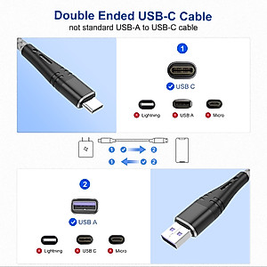 USB C to USB A Cable,Extra Long 3 Pack 10 ft Type C 3A Fast Charger Cord for iPhone 16/15 pro max,Samsung Galaxy S22 S21 S20 S10 S9 S10E, Note 20 10 9 8, Moto G7 G8,LG K51& More (Grey)