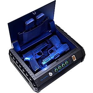 Viking Security Safe VS-37PZ Two Gun Safe with FBI Certified Fingerprint Safe Biometric Safe Sensor & Keypad 2 Handgun Capacity Pistol Safe