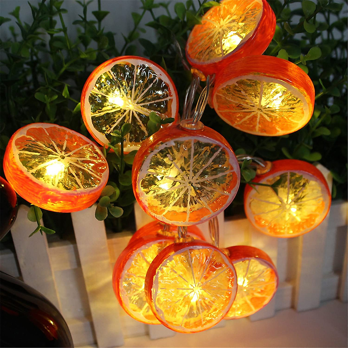 LEKIBOP Fruit String Lights Battery Powered Indoor Outdoor Lighting Lamp Strawberry/Grape/Watermelon/Lemon/Banana for Wedding Home Birthday Garden Yard Patio Party Decorations (Orange Lemon)