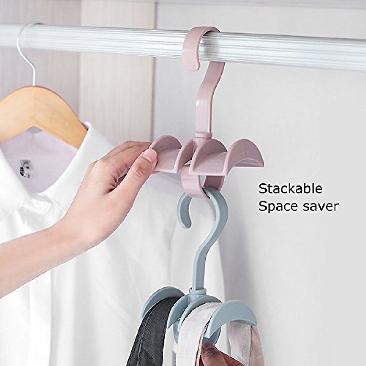 Stackable Storage Hanging Closet Organizer Purses Handbags Tie (Set of 8), Random, One_Size