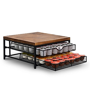 NHZ Coffee Pod Drawer Holder for K cup, 2-Tier Coffee Pod Drawer Holder Organizer, No Assembly Required, K Cup Holder with 72 Capacity Capsule Pods. K Cup Organizer Suit for Home Office,Kitchen