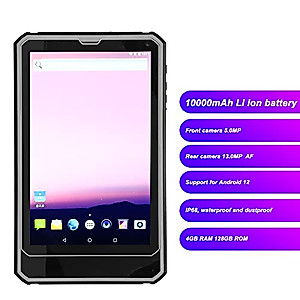 CHICIRIS Tablet PC, Support 4G Net Rear Camera 13.0MP AF Rugged Tablet Front Camera 5.0MP for Industrial Warehouse (US Plug)
