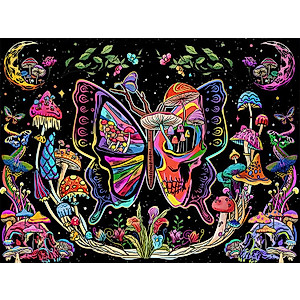 GemZono 5D DIY Diamond Painting Kit, Butterfly Mushroom Flower Plant, Skull Diamond Art Kits for Adults Kids,Full Drill Diamond Painting Dots Art for for Home Wall Decor (16X12 inch/ 40X30cm)