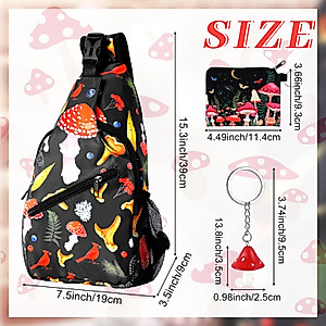 Paterr 3 Pcs Mushroom Stuff Mushroom Accessories Mushroom Sling Backpack Mushroom Keychain Mushroom Purse Mushroom Gifts for Women Men Travel Hiking