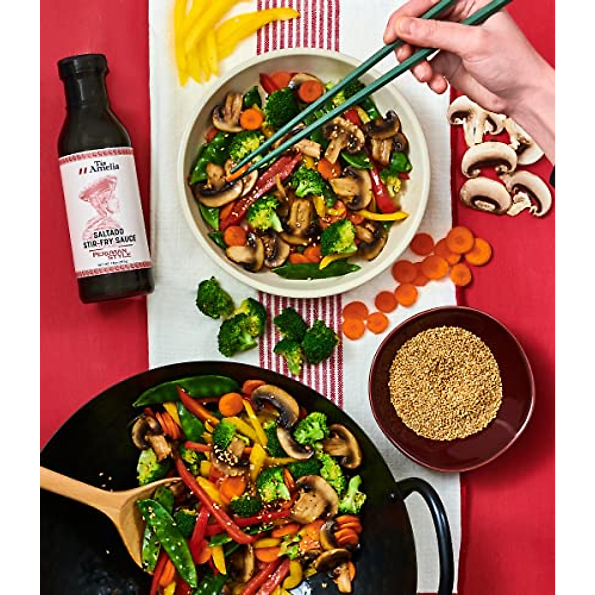 Tia Amelia Lomo Saltado Stir-Fry Sauce - Gluten-Free Peruvian Chinese Fusion Sauce for Steak, Chicken, Seafood, and Vegetables - Marinade and Sauce Perfect for Dressings, and Gourmet Cooking (14oz)