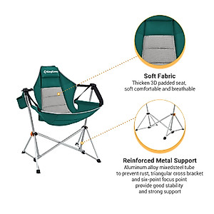 KingCamp Hammock Camping Chair Folding Rocking Chair Heavy Duty Portable Swing Recliner Chair with Pillow for Outdoor Lawn Backyard Picnic, Green